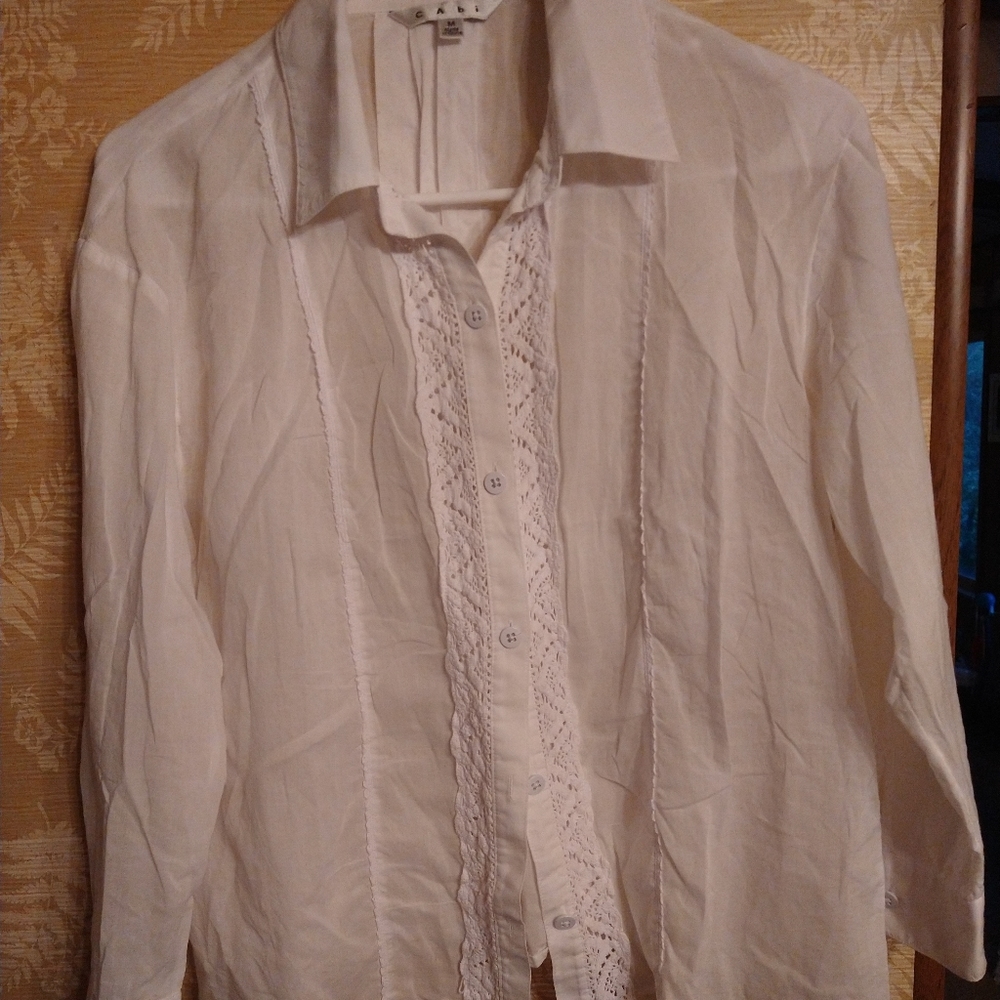 Cabi White Sheer Blouse - Gem